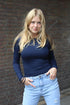 Basic top LONG - navy - M/L / Blauw - Fashiontiger